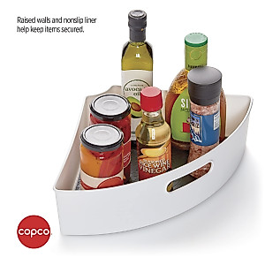 Copco Wedge Organizer for Lazy Susan, 10.8 x 16.7 x 4 Inch, White and Charcoal Gray