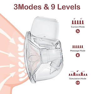 Breast Pump Hands Free Breast Pump, Wearable Breast Pump with Soft Double-Sealed Flange, Wireless Electric Breast Pump with 3 Modes & 9 Levels, No Leakage