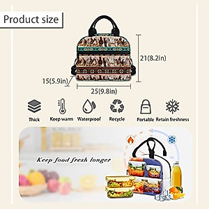 DISNIMO Western Horse Kids School Backpack Set for Boys Girls 8-12,Insulated Lunch Bag+Pencil Pen Pouch+Cloth Book Sleeve+Stretchy Book Cover+Keychain+Water Bottle Holder School Supplies