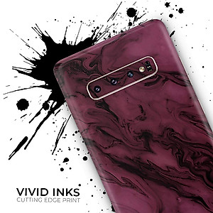 DesignSkinz Black & Pink Marble Swirl V1 | Protective Vinyl Decal Wrap Skin Cover Compatible with The Samsung Galaxy S9 Plus (Full-Body, Screen Trim & Back Glass Skin)
