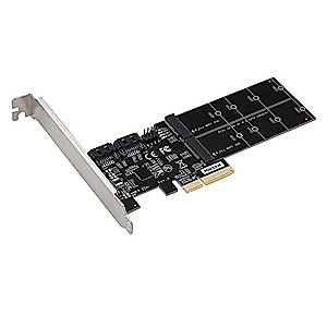 4in1 Dual M.2 NGFF (B Key) SSD+ Dual SATAIII 6G SSD/HDD to PCI Express 4X Converter Adapter with Low Profile Bracket for Desktop PC