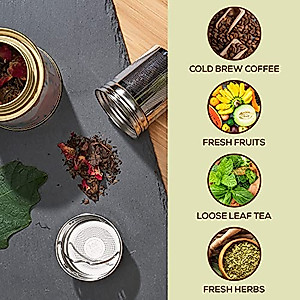 LeafLife Sustainable Bamboo Tumbler with Tea Infuser & Strainer 12oz - Keeps Liquid Hot & Cold for 12 Hrs - Vacuum Insulated Stainless Steel Travel Mug - Infuser Bottle for Loose Leaf Tea & Coffee