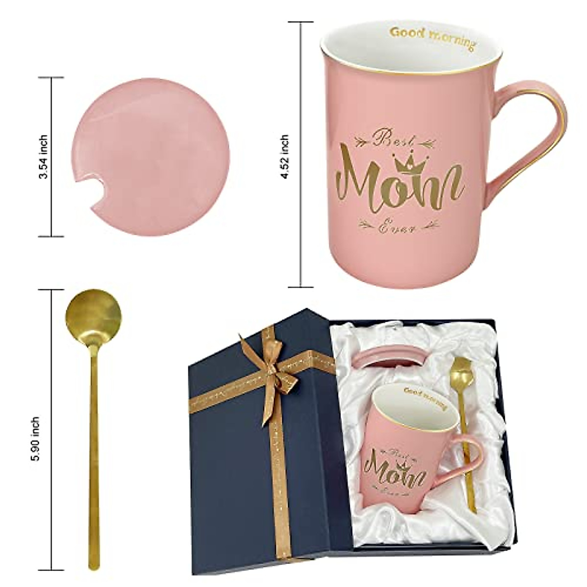 Gifts for Mom, EJTILAI Mom Gifts Birthday Gifts for Mom from Daughter Son, Mothers Day Christmas Day Gifts for Mom, 12 Oz Coffee Mug with Exquisite Box Packing Spoon, cup lids and greeting cards