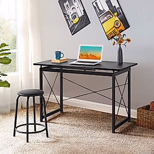 Yaheetech 47"x 24" Drafting Table Drawing/Crafting Table/Desk Art Desk for Artists Tilting Tabletop Basic Drawing Painting Writing Station Studying Desk with Adjustable Tabletop & Pencil Ledge Black