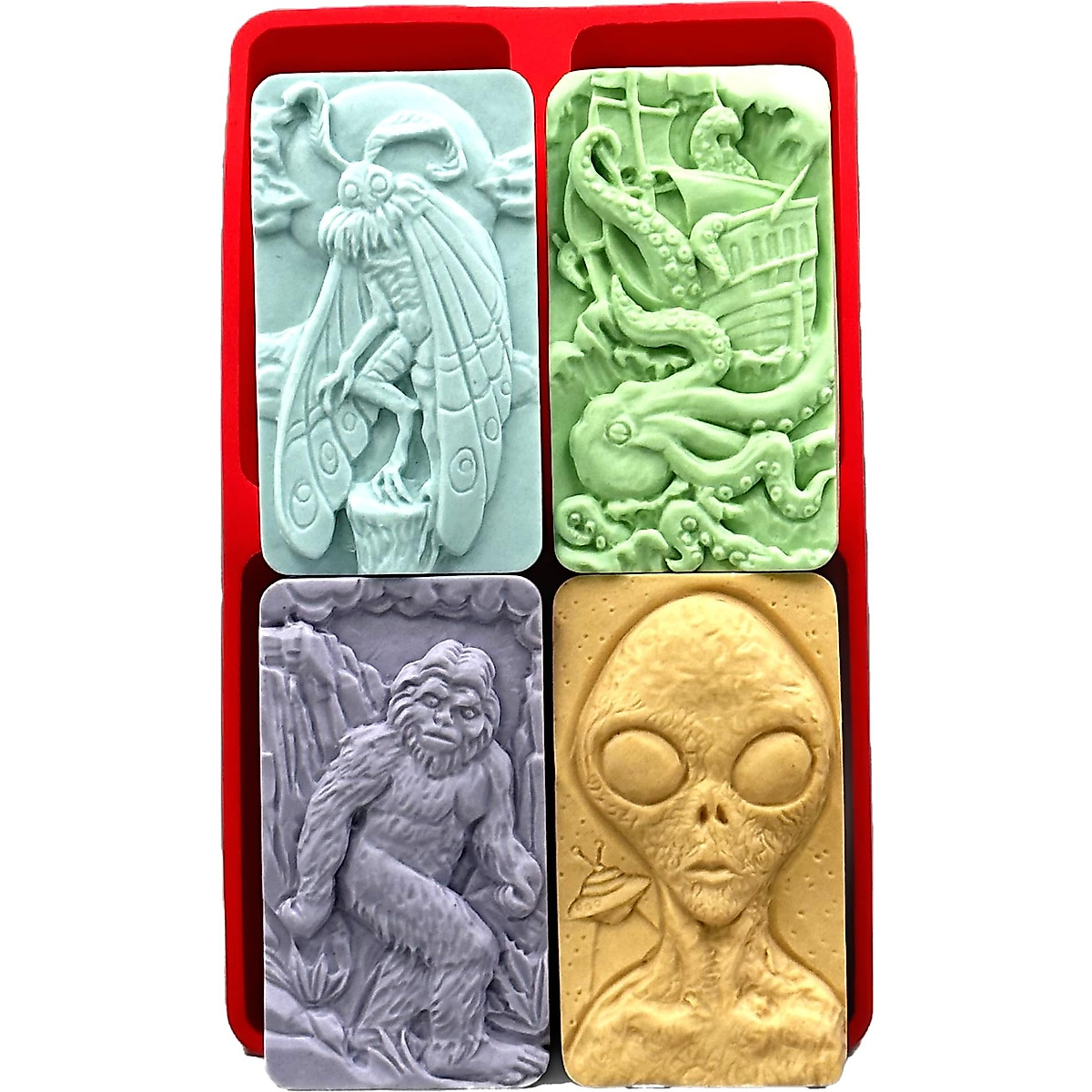 Monsters Silicone Mold for SOAP Making, Candle, Plaster, Resin, Wax Bigfoot, Kraken, Alien, MOTHMEN