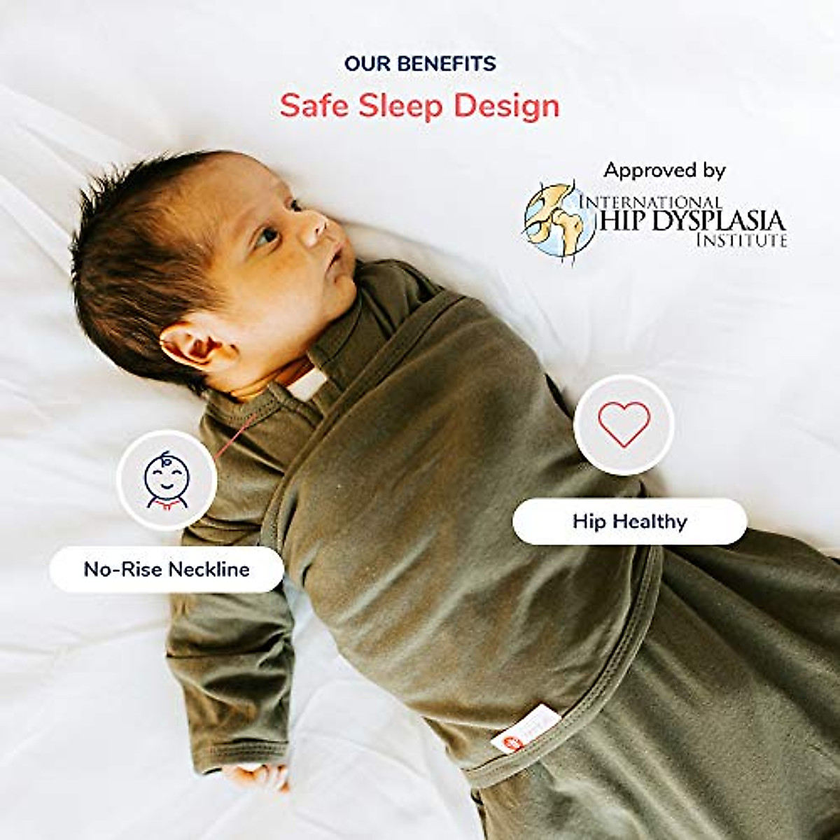 embe Baby Eczema Sleep Aid Sleeper Sack for Babies 0-3 Months, 6-14 lbs | Swaddle with Fold Over No Scratch Mittens Attached | No Scratch Sleeves Baby - [Moss]