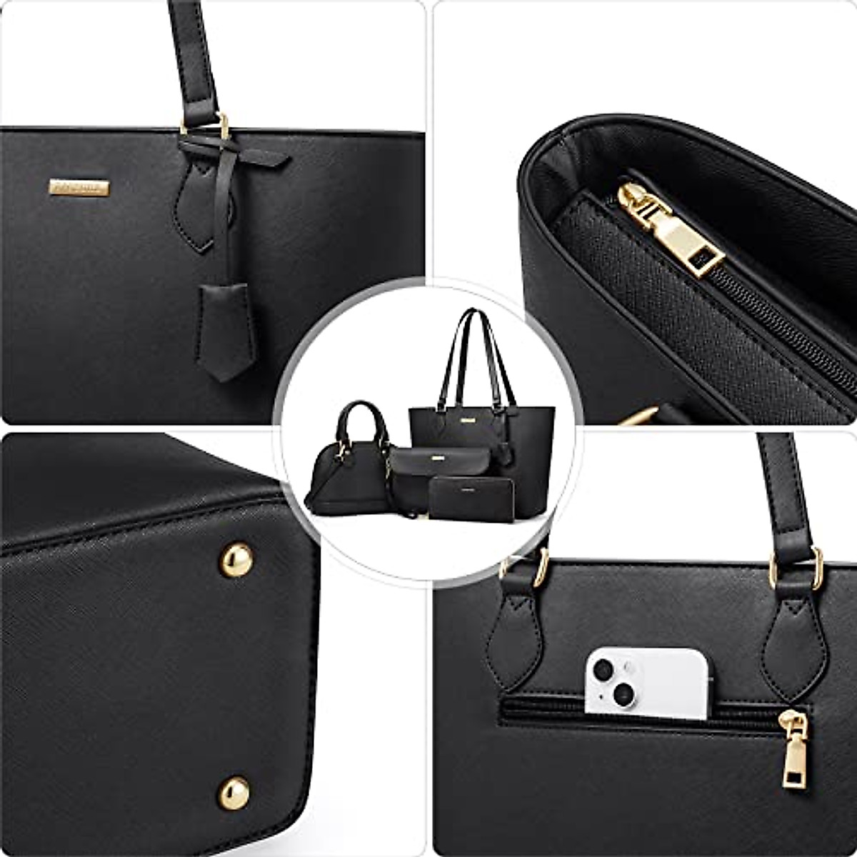 Bagsure Handbags for Women, 4PCS Purses and Wallet Set Shoulder Bags Casual Tote Satchel Crossbody Hobo Bags for Women Ladies