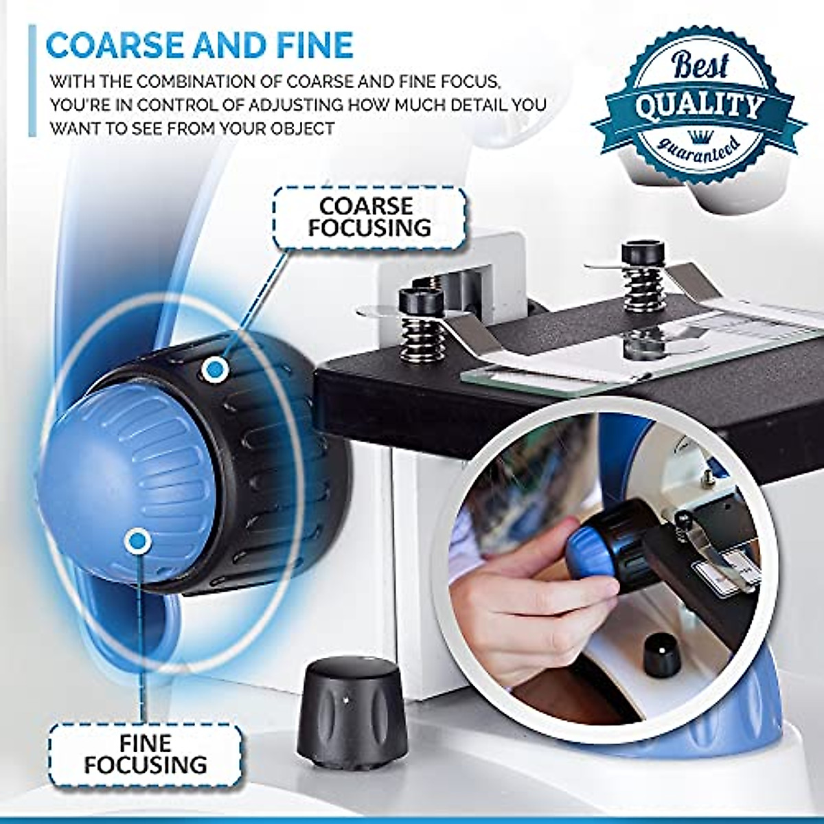 AmScope M162C-2L-WM-SP14-50P100S 40X-1000X Dual Light Glass Lens Metal Frame Student Microscope + Slides