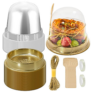 Philbinden 50 Sets Charcuterie Cups with Lids-Clear Disposable Appetizer Serving Cups Plastic Cupcake Container with Mini Wooden Spork Rope Thanks Tags for Wedding Birthday Dessert Display