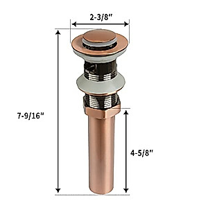 Copper Push Button Bathroom Sink Drain Stop & Pop up Lavatory Stopper with Overflow Bathroom Basin - Akicon