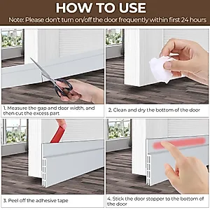 Ohuhu Door Draft Stopper for Bottom of Door - 2 Pack 39" L x 2" W Door Draft Blocker Weather Stripping for Bottom of Door - Adhesive Door Seal Gap Underdoor Dust Noise Insulation Draft Guard,White