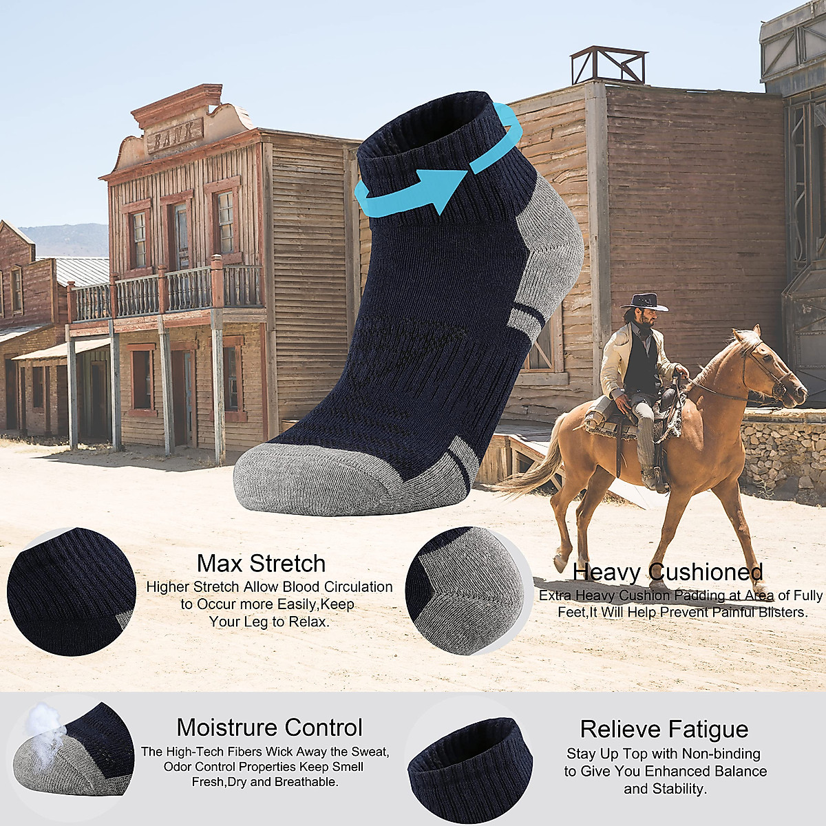 Ortis Cotton Moisture Wicking Mesh Ventilating Running Cushion Low Cut Socks for Men 10 Pack(Nave Blue XL)