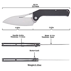 TACRAY Folding Kitchen Chef Knife, Foldable Camping Knife with VG10 Stainless Steel Blade, Anti-skidding and Ergonomic Designed G10 Handle for both Indoor and Outdoor Cooking