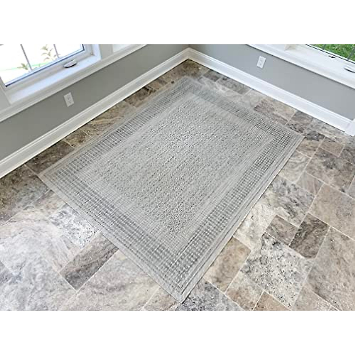 Benissimo 4 x 6 Indoor Outdoor Rug Tile Collection Non-Slip, Woven, Jute Backing Area Carpet for Living Room, Bedroom, Kitchen, Entryway, Hallway, Patio, Farmhouse Decor, Beige