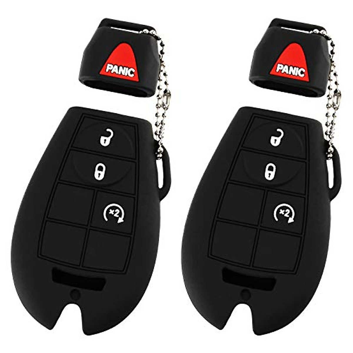 2x Key Fob Keyless Entry Remote Cover Protector for Jeep Dodge Chrysler (M3N5WY783X, IYZ-C01C, GQ4-53T, Fobik)