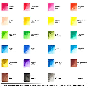 GenCrafts Watercolor Palette with Paper Pad 24 Premium Colors - 2 Refilable Water Brush Pens - 15 Sheets of Water Color Paper - Portable Painting