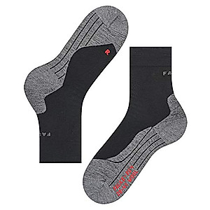 FALKE Men's RU4 Endurance Wool Running Socks, Mid Calf, Medium Cushion, Athletic, Breathable Quick Dry, Merino Wool, Black (Black-Mix 3010), 9-10, 1 Pair