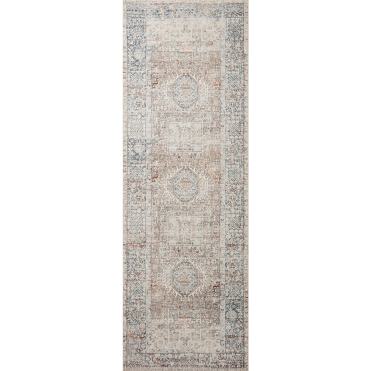 LOLOI Chris Loves Julia Jules Collection JUL-07 Natural/Ocean 2'-6'' x 12'-0'' Runner Rug