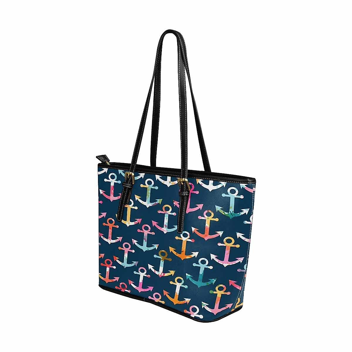 InterestPrint Pattern With Anchor Purses and Handbags for Women Leather Top Handle Shoulder Handbags with Zipper