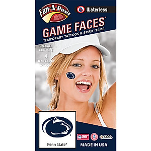 Penn State (PSU) Nittany Lions – Waterless Peel & Stick Temporary Spirit Tattoos – 4-Piece – Dark Royal Blue Lion Head Oval Logo