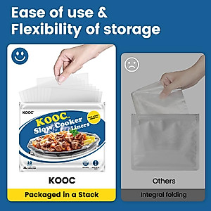 KOOC Slow Cooker Liners 14"x22" 20 Count Extra Large Size Disposable Pot Liners Cooking Bags Fit 6 qt to 10 qt Pot BPA Free Fresh Locking Seal Design