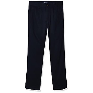 The Children's Place Boys' Uniform Pleated Chino Pants, New Navy, 8 husky