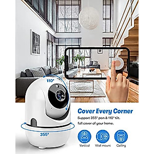 Security Camera for Baby Monitor, 2K Wi-Fi Cameras for Home Security, Pan/Tilt/Zoom Indoor Camera Wireless with Phone APP, 2-Way Audio, Motion Detection, Night Vision (White-2)