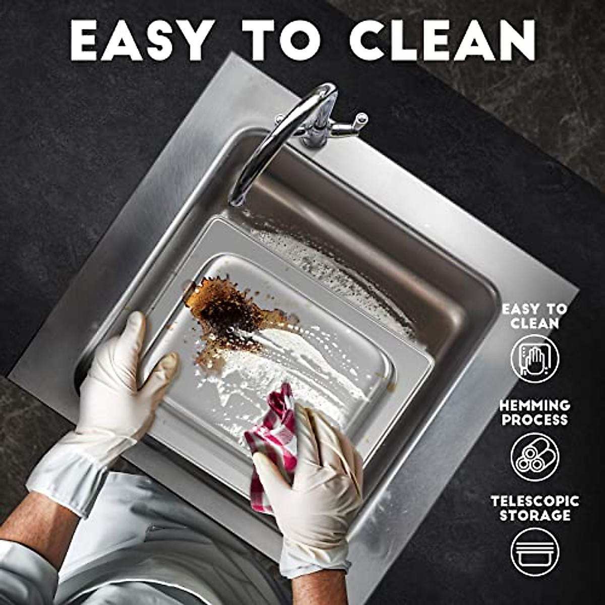 PYY 1/2 Half Size Steam Table Pans, 2-Pack 6 Inch Deep Restaurant Steam Table Pans Commercial, Hotel Pan Made of 201 Gauge Stainless Steel