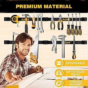 Magnetic Storage Organizer Tool Holder - 6-Piece Wall Mount Rack Garage Organization Power Magnet Hanger Workbench Board Slatwall Van Organizers Mounted Hanging Strip