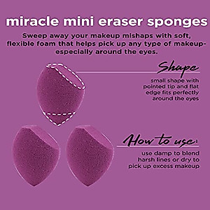 Real Techniques Miracle Complexion Assorted Beauty Sponges Makeup Blender, For Blending & Sculpting, Full Coverage, Professional Makeup Tool, Cruelty Free, Vegan, Latex Free, 6 Piece Sponge Set