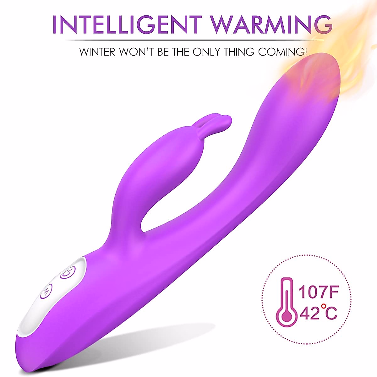 G Spot Rabbit Vibrator with Heating Function and Bunny Ears for Clitoris G-spot Stimulation,Waterproof Dildo with 9 Powerful Vibrations Dual Motor Stimulator for Women or Couple Fun
