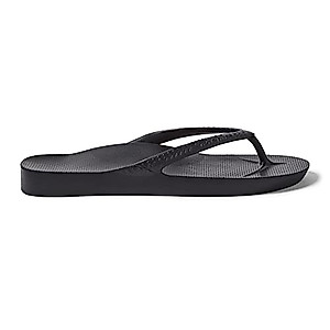ARCHIES Footwear - Flip Flop Sandals – Offering Great Arch Support and Comfort - Black (Women's US 7/Men's US 6)