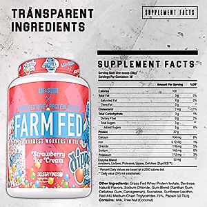 Axe & Sledge Supplements Farm Fed Grass-Fed Whey Protein Isolate, Digestive Enzymes, 22 Grams Protein, 30 Servings (Dippin' Dots Strawberry Ice Cream)