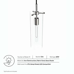 Modway Skylark Pendant Light in Clear Polished Nickel