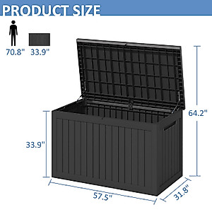 Flamaker 230 Gallon XXL Resin Deck Box Outdoor Waterproof Storage Box Loackable Bench for Patio Furniture Cushions, Toys and Garden Tools (Black)
