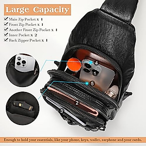 SUOSDEY Sling Bag Crossbody Bags for Women PU Leather Sling Backpack Travel Cycling Hiking