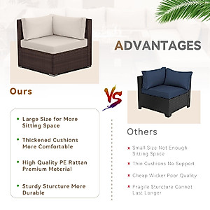 NICESOUL® High-Classed Extra Large Modern Patio Furnitures Outdoor Sectional Sofa Sets Steel Frame Approved Aluminum Propane Fire Pit Table 55000 BTU Espresso Color Porch Wicker Set