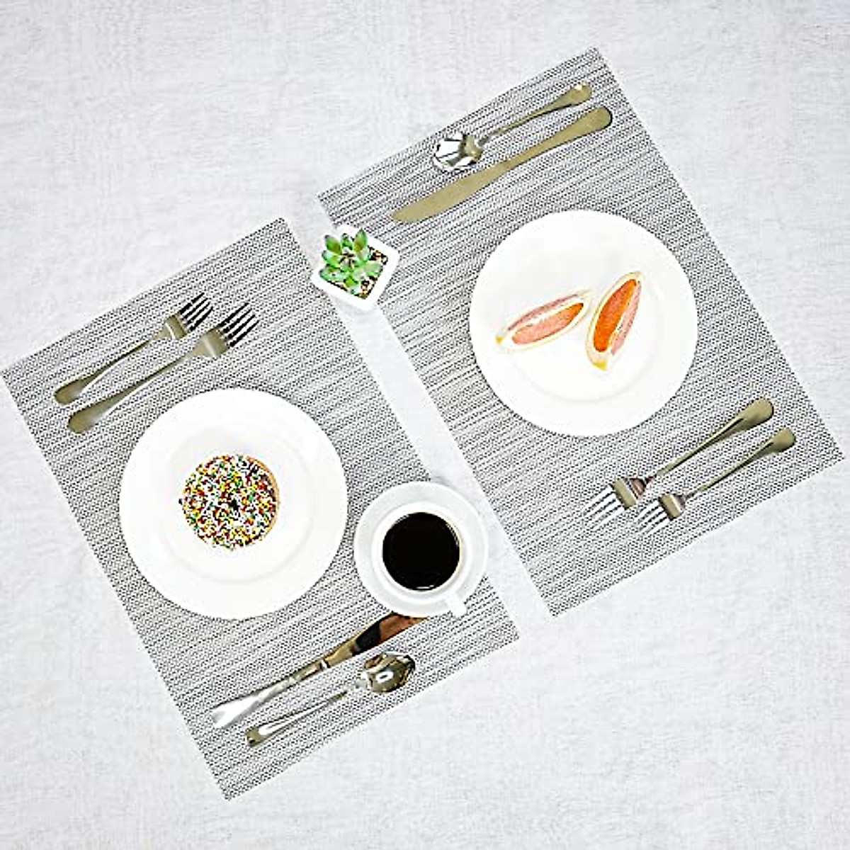 Placemats Placemats for Dining Table Gray Table Mats Set of 6 Easy to Clean Wipeable Washable Modern Outdoor Placemats for Dining Kitchen Table Indoor Valentine's Decorations