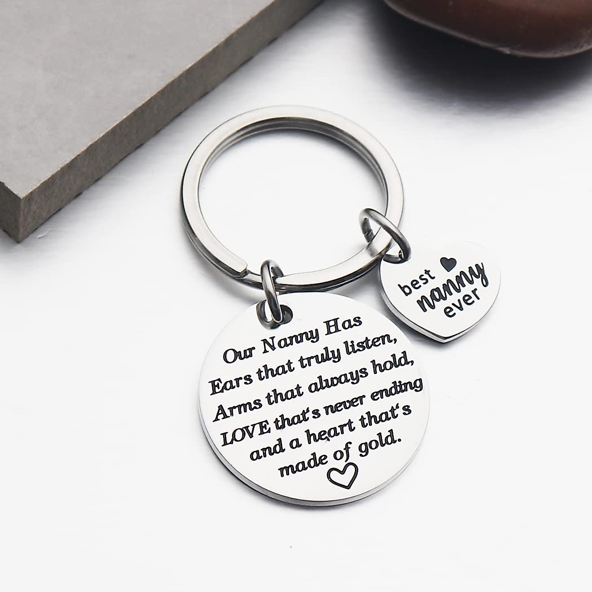 Ankiyabe Nanny Gift Keychain Thank You Gift for Nanny Child Care Gift Babysitter Gift Nanny Appreciation (Our Nanny Has Ears that Truly Listen)