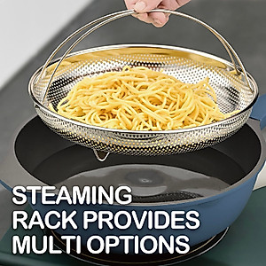 LIGTSPCE Always Nonstick Multipurpose Saute pan,All-in-One Pan,Large Skillet with Strainer,Deep Frying Pan with Lid(11-inch), PFOA Free non stick chef’s pan,Dishwasher and Oven Safe（Cerulean）