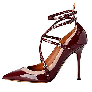 Valentino Women's Patent Leather Two Tones Ankle Strap High Heels Shoes Sz US 9 IT 40 Multi-Color