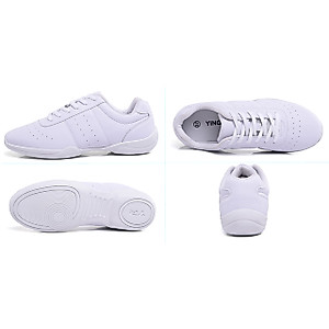WUIWUIYU Adult Youth Women's White Cheerleading Shoe Sport Dance Training Competition Tennis Sneakers Cheer Shoes Size 2