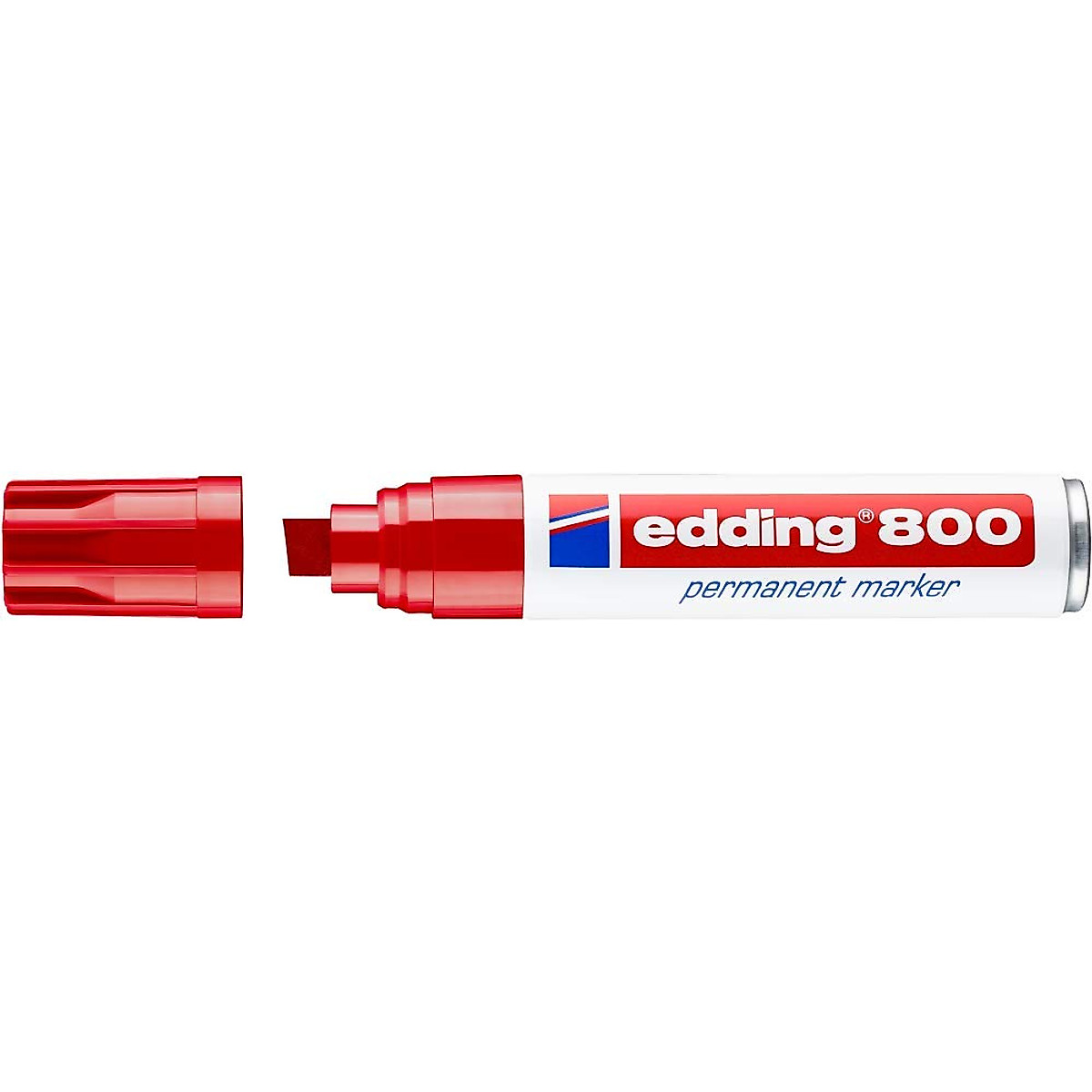 edding 800 permanent marker - red - 1 pen - chisel nib 4-12 mm - for bold markings - waterproof, quick-drying, smear-proof pens - for cardboard, plastic, wood, metal, glass and fabric
