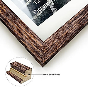 Finefrarm 12x16 Frames Set of 3 Display Pictures 11x14 with Mat or 12x16 Diamond Paintings Without Mats Farmhouse Distressed Picture Frames Wall Art for Living Room Wall Mounting Decor - Multicolour