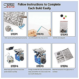STELLAX ZONE 12 in 1 Solar Robot Kit, Building Robots for Kids 8-12 Year Olds Boys Girls Gifts, 190 Pcs STEM Education Science Toys Robotics Kits