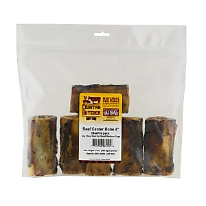 THE COUNTRY BUTCHER 4" Beef Marrow Dog Bones for Aggressive Chewers, Small and Medium Breed Dog Treat, with Collagen, Natural, Tough, Chew Toy, Made in The USA, 6 Count