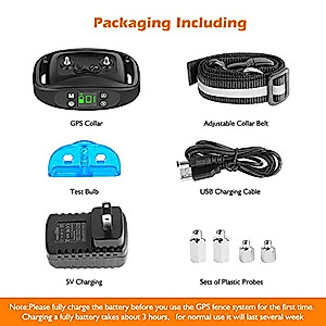 BHCEY GPS Wireless Dog Fence, Electric Dog Fence Pet Containment System, Large Signal Range Up to 6560Ft, Portable GPS Dog Boundary Training Collar for Large and Medium Dogs