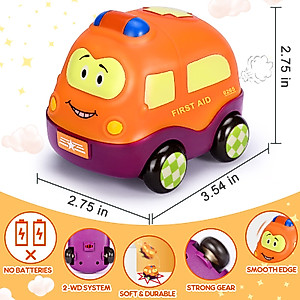 Baby Toy Cars for 1 2 3 Year Old Boys Girls Pull Back Car Cartoon Truck Toys for Toddler 1-3 School Bus Police Car Fire Engine Baby Toy 12-18 Months Xmas Gifts for 1 2 3 Year Old Boy Girl Outdoor Toys