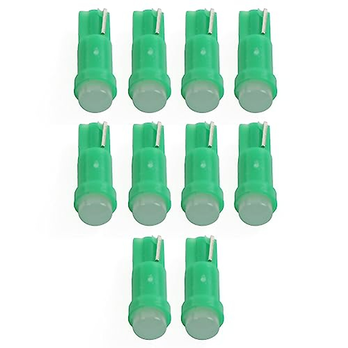 Newsmarts Pack of 10 T5 LED Bulb Dashboard Dash Lights 1 SMD Wedge Base for Car Truck Instrument Indicator Air Conditioning AC Lamp Auto Interior Accessories Kit Bright 12V, Green Light