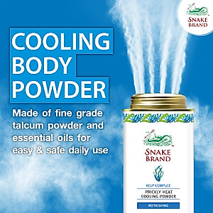Snake Brand Prickly Heat Cooling Powder for Everyday Use - Anti-Chafing, Heat Rash Relief, Ocean Fresh Kelp Scent (4.9 Oz / 140g)